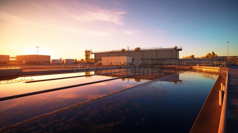 A Water Treatment Plant or Sewage Treatment Plant Stock Illustration ...