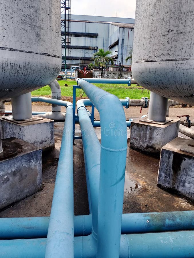 Water Treatment Tank and Pipes Stock Photo - Image of construction ...
