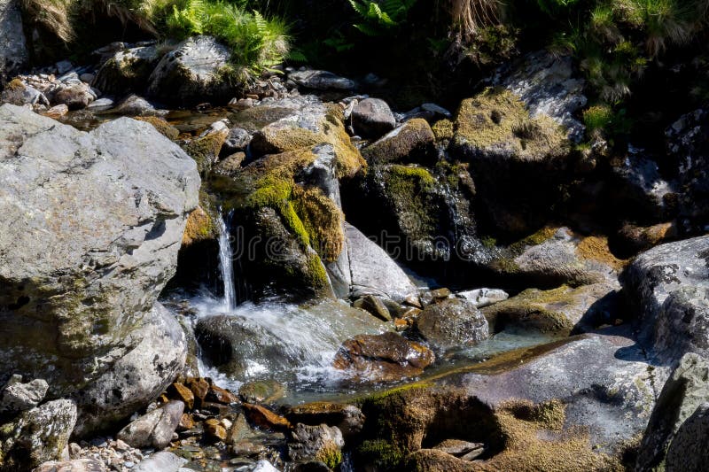 Water Trickling Over Rocks in a Welsh River in Springtime Stock Photo ...