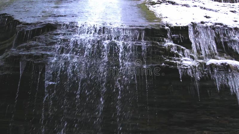 Water Trickling, Waterfalls, and Icicles in Slow Motion Stock Video ...