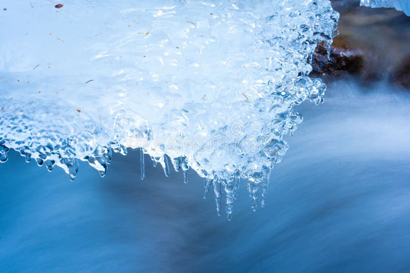 Water Tumbling Down To Ice and on the Rocks Stock Image - Image of lush ...