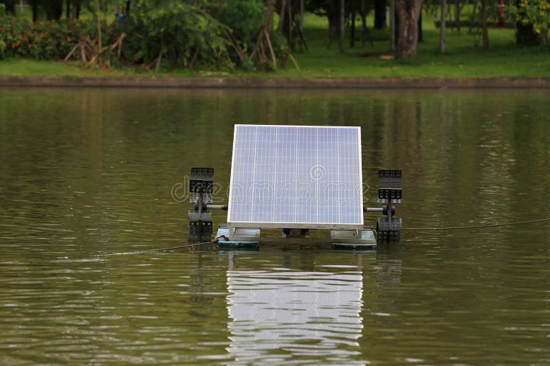 Water Turbine Powered by Solar Energy in the Pond Stock Photo - Image ...
