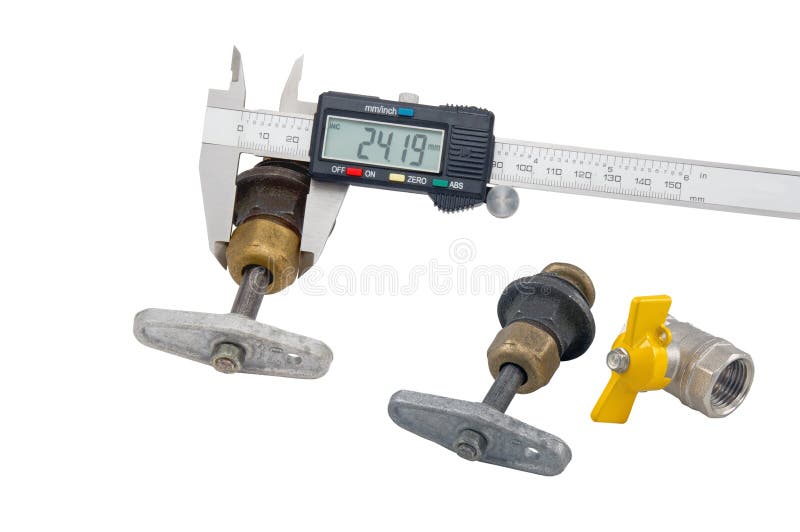Water Valve Set and Vernier Caliper Stock Photo - Image of construction ...