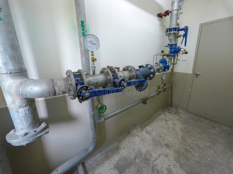 Water Valve and Water Gage Room Stock Photo - Image of equipment ...