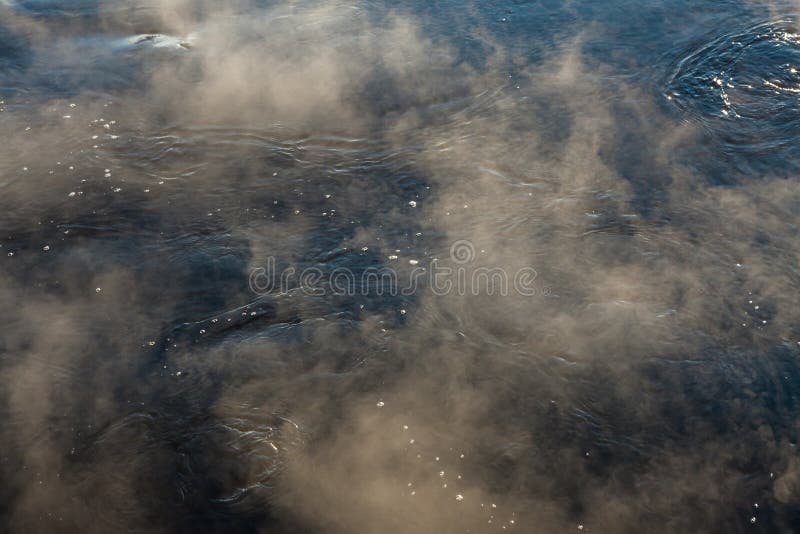 Water Vapor on Surface of Cold Water Stock Image - Image of move ...