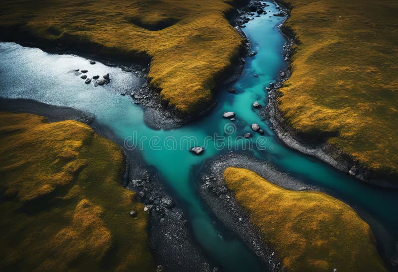 Water View Braiding Icelandic Riverbed Texture Drone Delta Iceland Blue ...