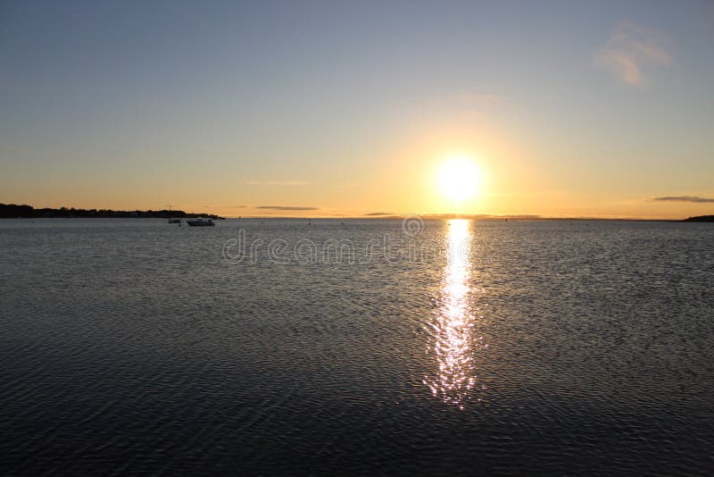 Sunset. Beach Water View on Cape Cod Beach Stock Image - Image of calm ...
