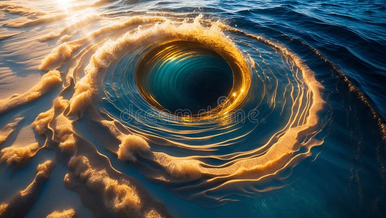 Golden Hour Ocean Vortex: Stunning Aerial View Stock Illustration ...