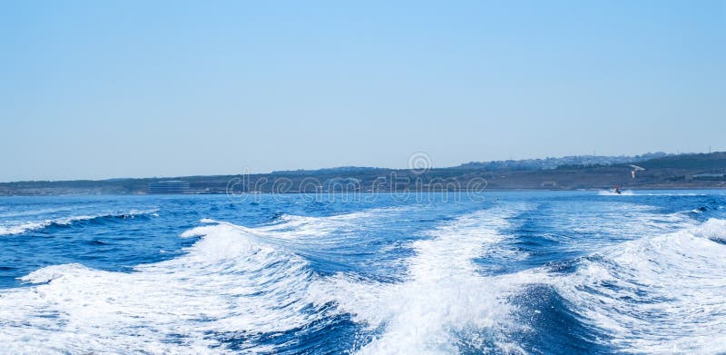 Water Wake Behind Speed Boat Stock Photo - Image of mediterranean ...