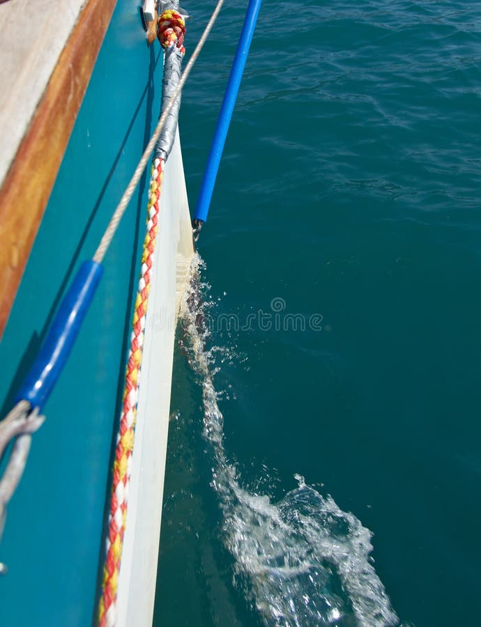 Water wake behind yacht stock image. Image of sail, aerial - 44279745