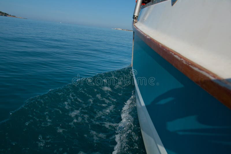 Water wake behind yacht stock image. Image of ship, boat - 44524013