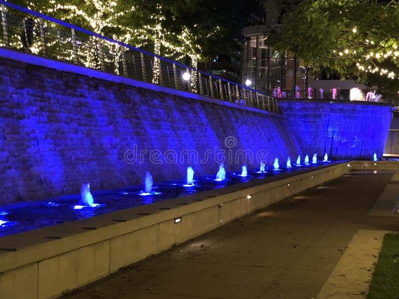 Water Wall with Blue Lights Stock Photo - Image of blue, water: 102844936