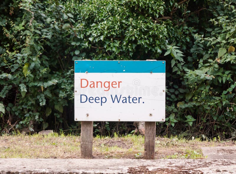 Danger Deep Water Sign Water Surface Careful Warning Yellow Triangle ...
