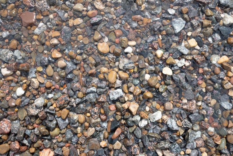 The Water Washes the Multi-colored Pebbles on the Shore. Flat Lay ...