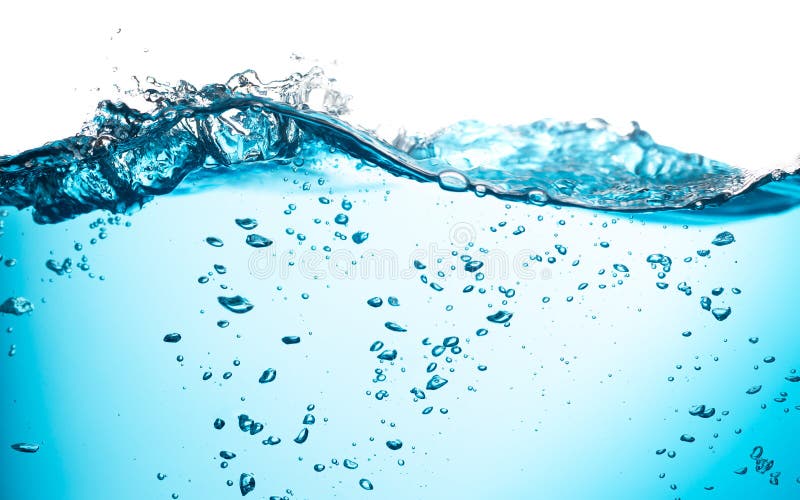Water Wave, Air Bubbles Float Up Under Water. Water Splashing. Oxygen ...