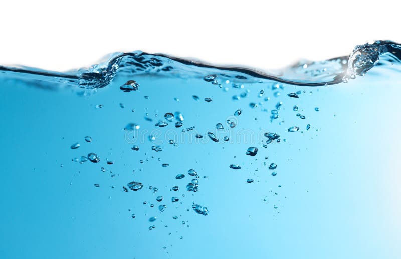 Water Wave. Air Bubbles Float Up Under Water. Water Splashing. Oxygen ...