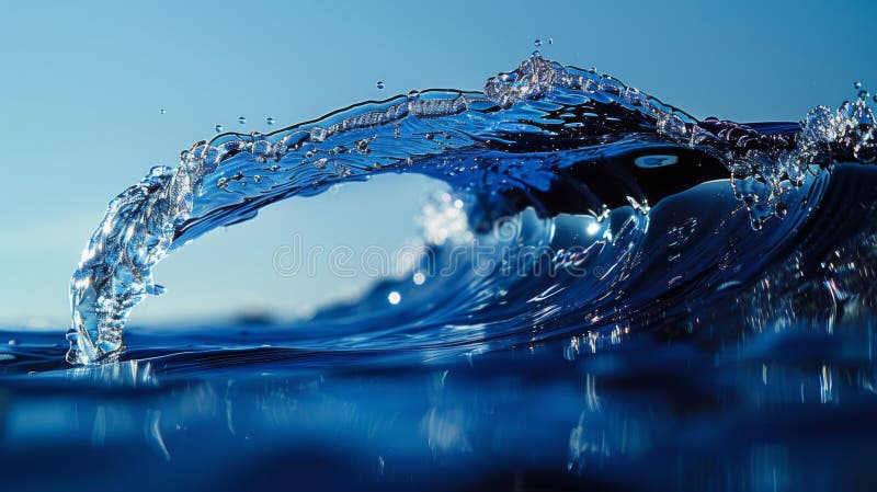 The Water Wave Curls Beautifully, Catching the Light in Its Crest As it ...