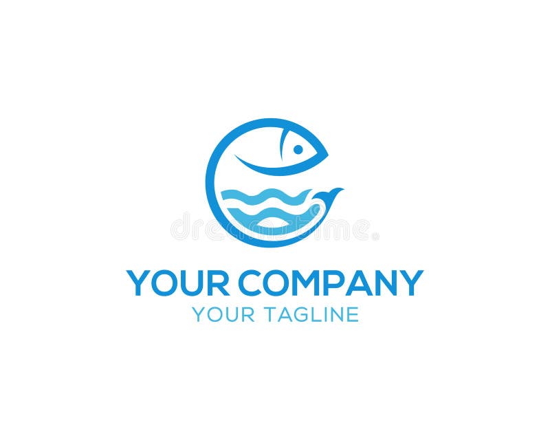 Water Wave and Fish Circle Logo Design. Stock Vector - Illustration of ...