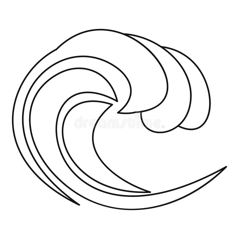 Water Wave Icon, Outline Style Stock Vector - Illustration of marine ...