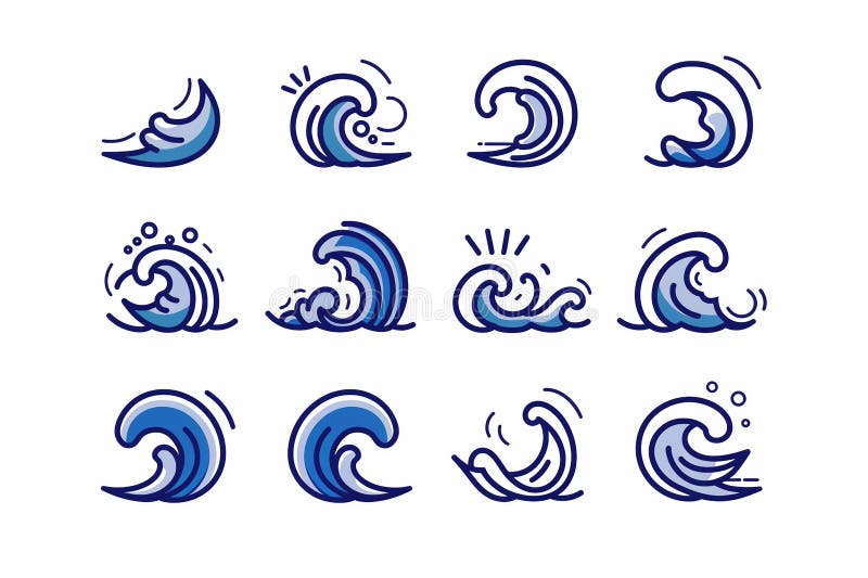 Water Wave Icon on White Background Stock Illustration - Illustration ...