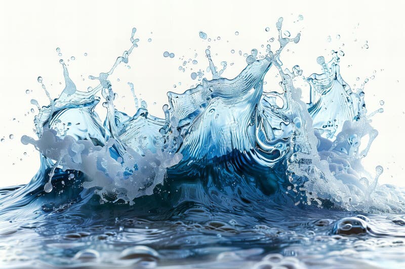 Water Wave Isolated on White Background, Simple Water Splash Line with ...