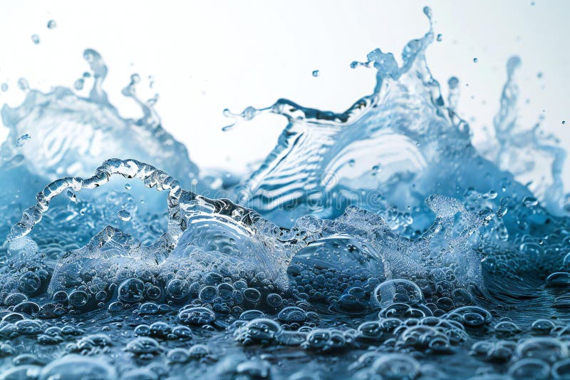 Water Wave Isolated on White Background, Water Splash with Bubbles ...