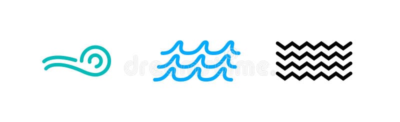 Water Wave Logo Icon Vector Set. Line Marine Summer Water Wave Beach ...