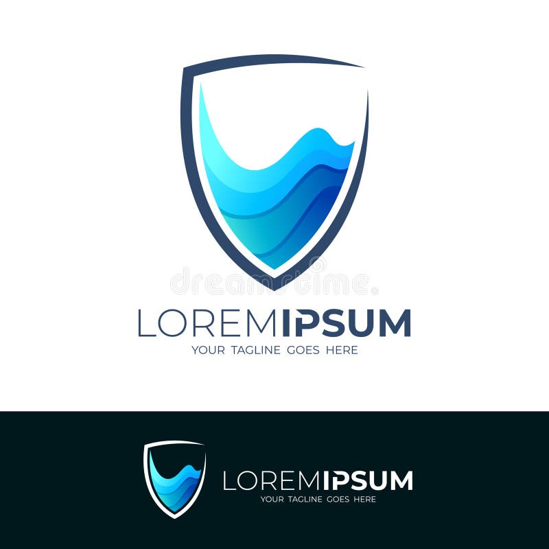Water Wave Logo with Shield Design Vector Stock Illustration ...