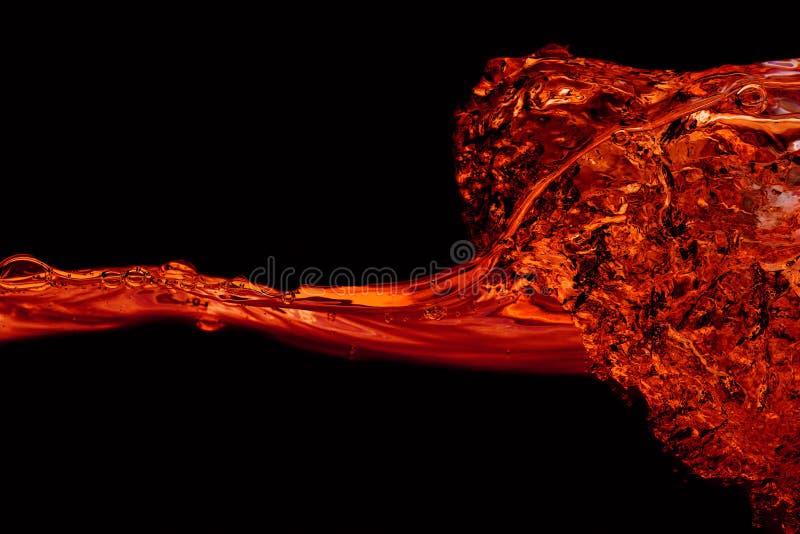 Water Wave and Splash Red Color on a Black Background Stock Photo ...