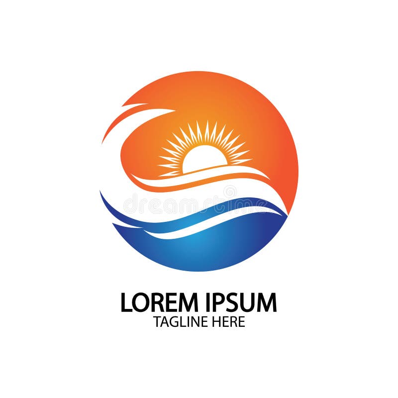Water Wave and Sun Icon Vector Illustration Design Logo Stock Vector ...