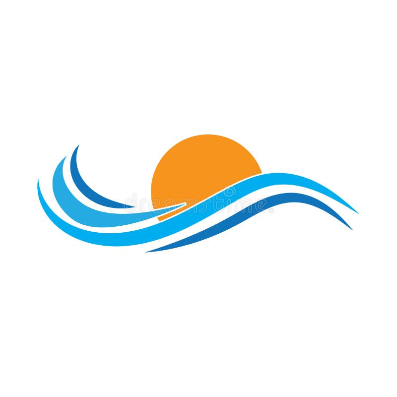 Water Wave and Sun Logo and Symbol Stock Illustration - Illustration of ...