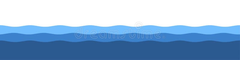 Water Waves Background. Sea, Ocean or River Concept. Flat Style. Vector ...