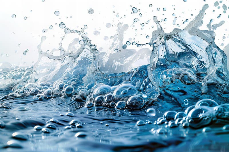 Water Waves with Bubbles Isolated on a White Background, in a ...