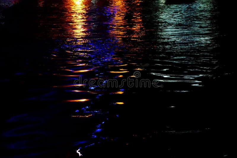 Blurred Colorful Lights Reflection on River Surface Stock Photo - Image ...