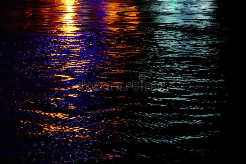 Blurred Colorful Lights Reflection on River Surface Stock Image - Image ...