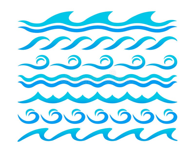 Water Waves Design Elements Vector Set Stock Vector - Illustration of ...