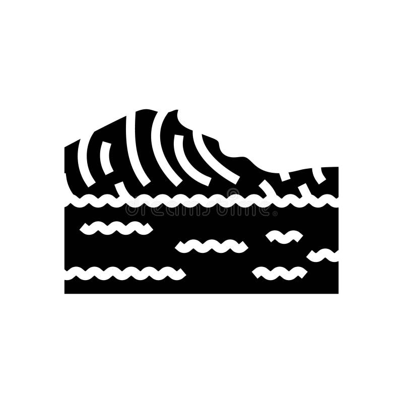 Water Waves Disaster Glyph Icon Vector Illustration Stock Illustration ...