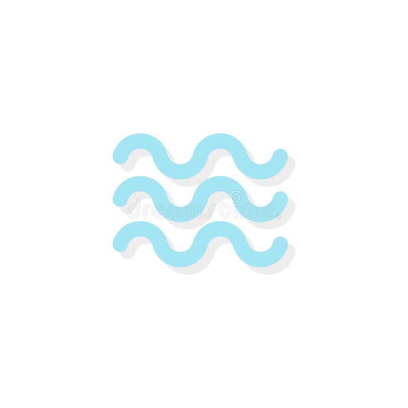 Water Waves Icon. Blue Color. Vector Illustration, Flat Design Stock ...