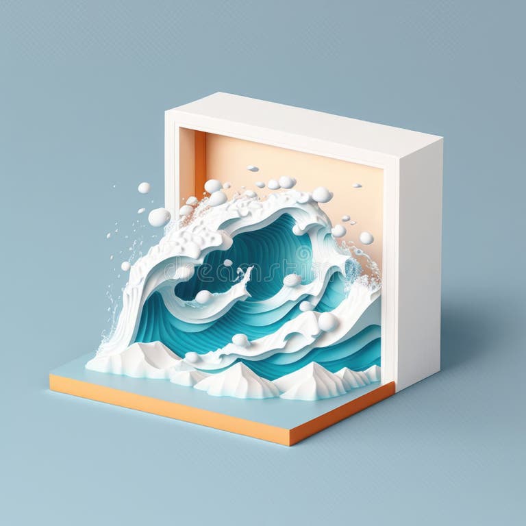 Water and Waves, Isometric Low Poly View AI Generation Stock ...