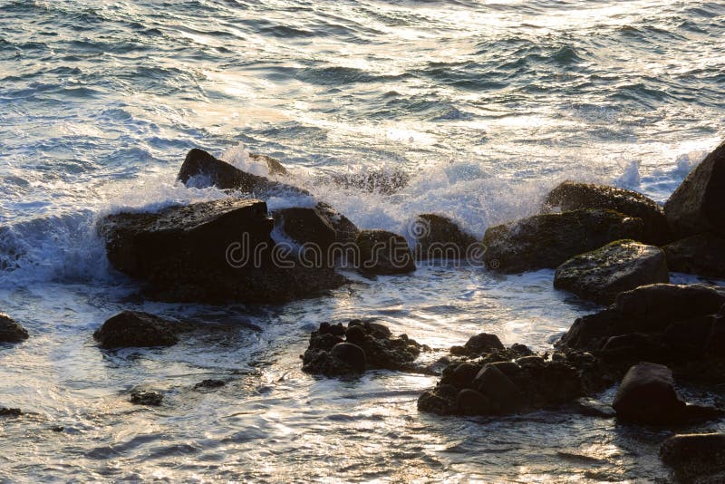 Water, waves and rocks stock photo. Image of bubble, shore - 93726330