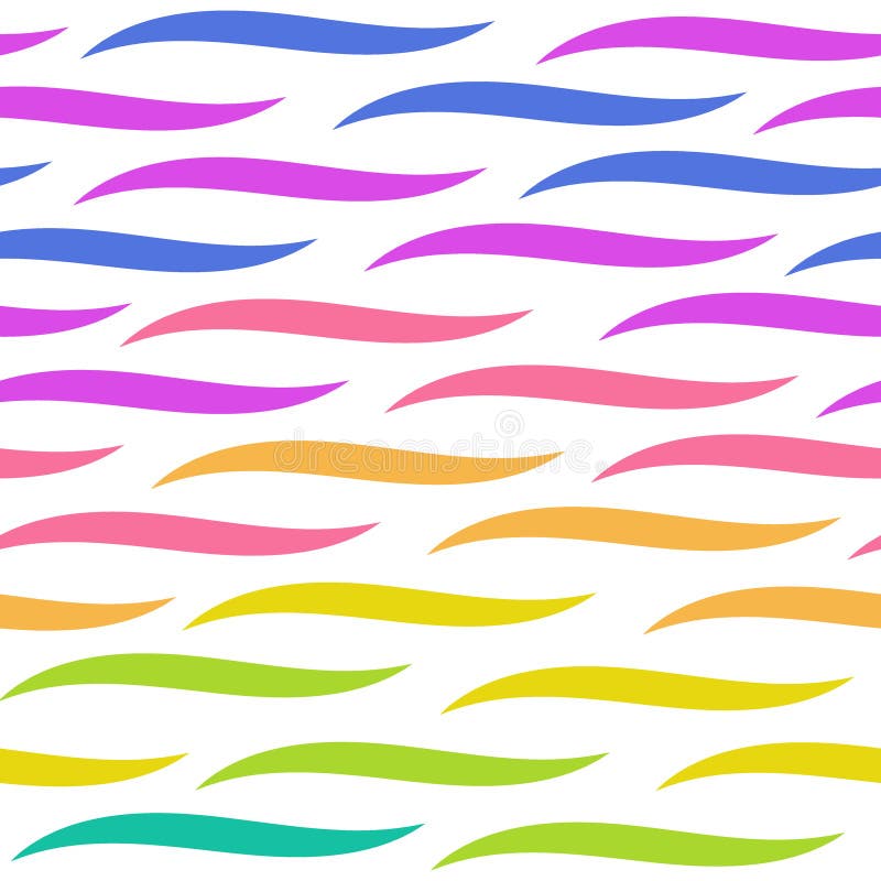 Water Waves Seamless Pattern, Curve Lines. Multycolor Rhythmic Waves ...