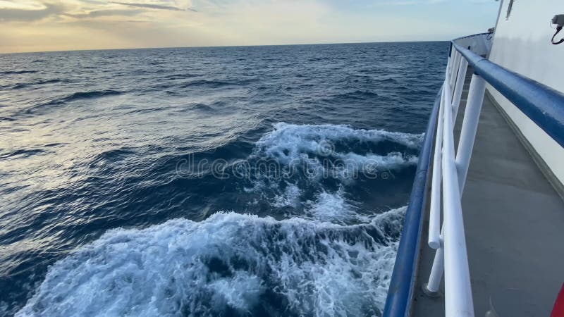 Waves from a Ship at Dawn, the Ship Rushes Across the Surface of the ...