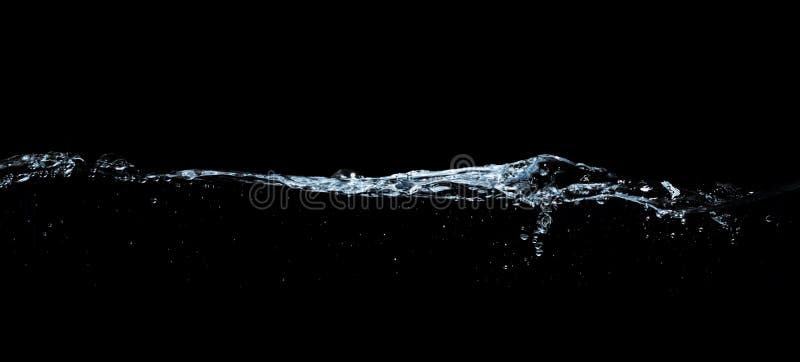 Water Waves Splash and Bubbles Isolated on Black Stock Photo - Image of ...