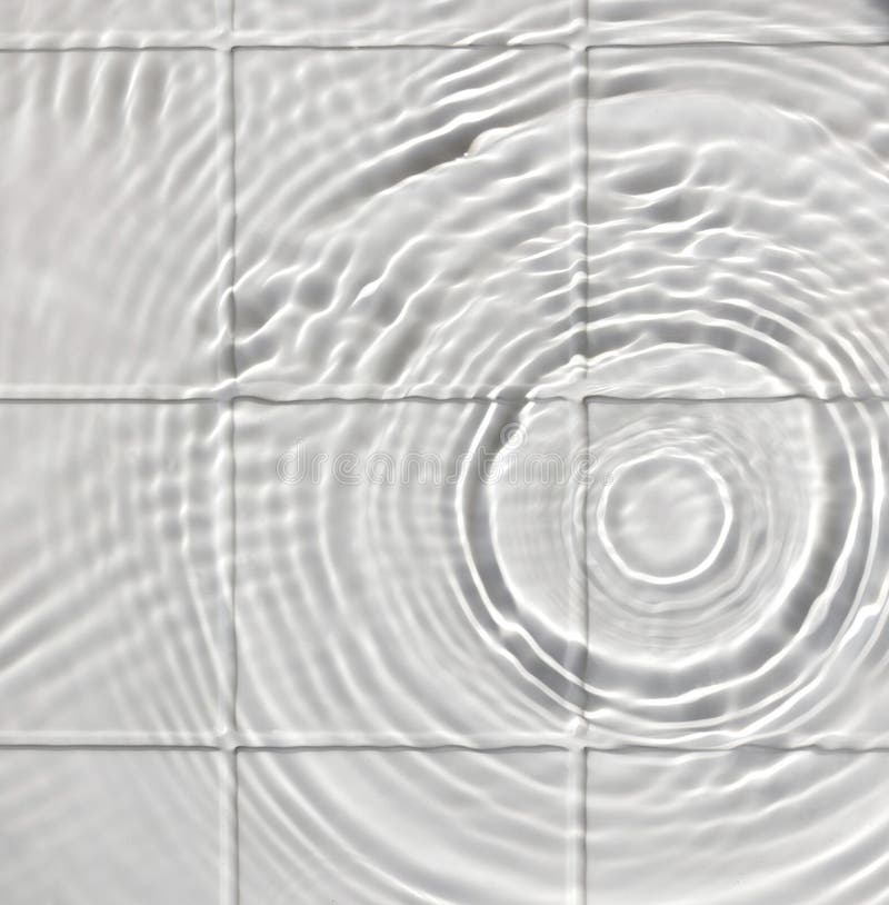 Water Wavy Texture on the White Ceramic Tile Background with Green ...