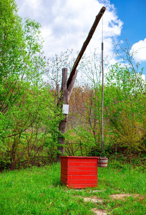Water Well Construction in Old Style Stock Photo - Image of scene ...