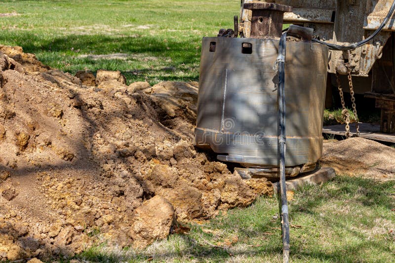 Water Well Drilling Equipment Digging a Well. Stock Image - Image of ...