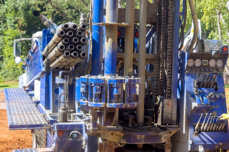 Water Well is Drilling by Workmen for Artesian Water Using Drilling ...