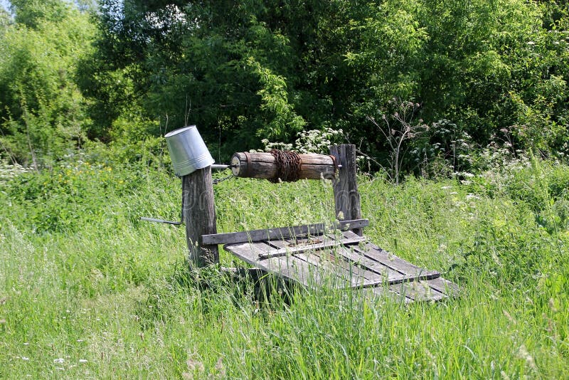 Water well stock image. Image of tree, winch, pail, rural - 124271457
