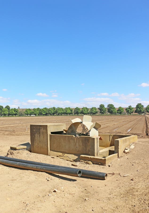 Water Wheel Driven Pump Irrigation System Stock Image - Image of blue ...