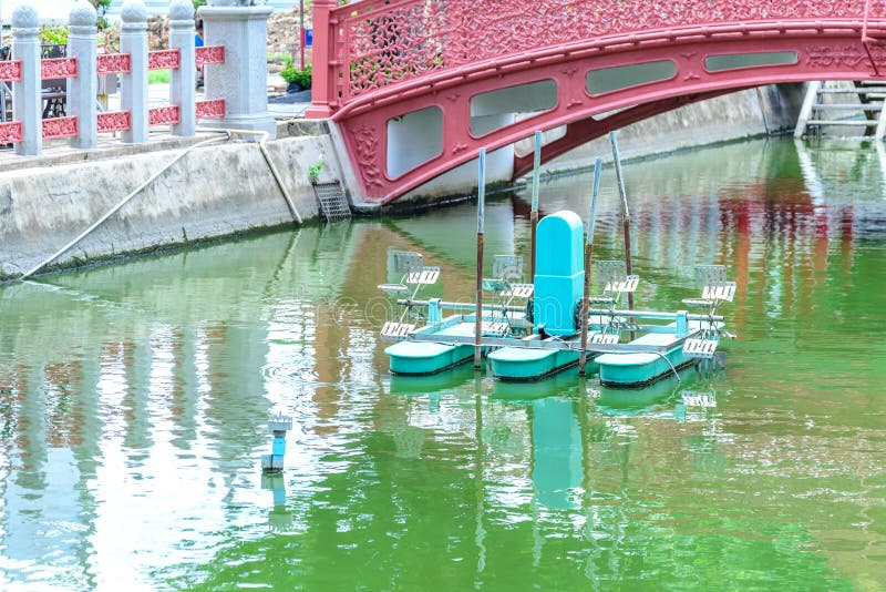Water Wheel Floating on Canal City Stock Image - Image of paddle ...